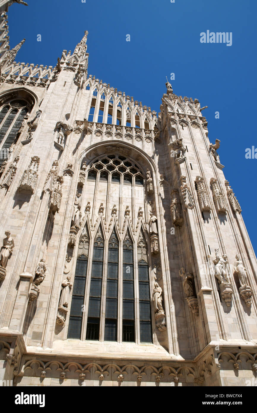 Gothic architecture of Milan Cathedral in Piazza del Duomo Stock Photo ...