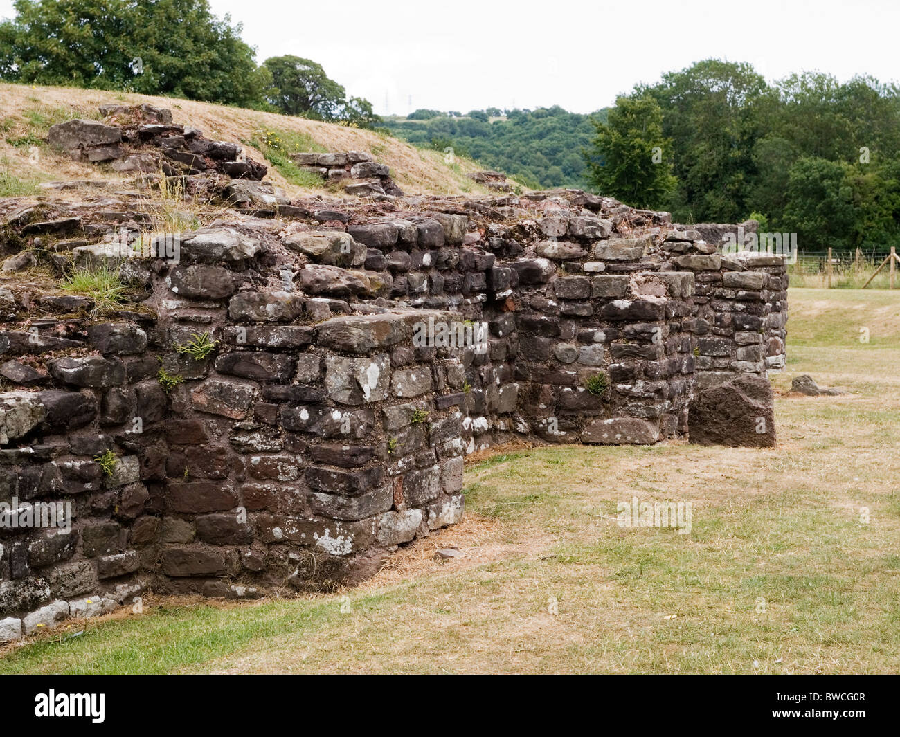 Caerleon Amphitheatre at the site of the Roman fortress of Isca Stock ...