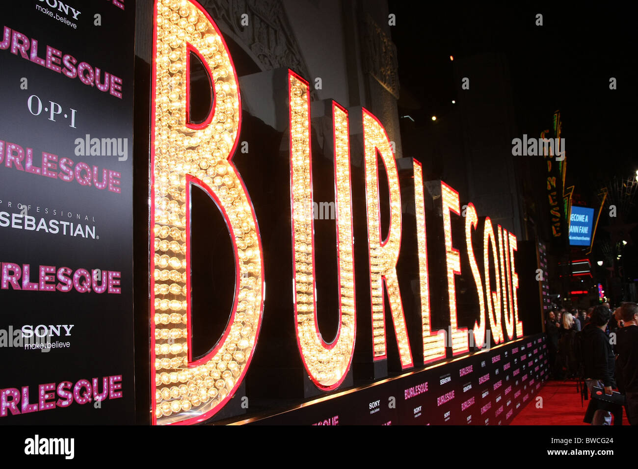 BURLESQUE SIGNAGE BURLESQUE LOS ANGELES PREMIERE HOLLYWOOD LOS ANGELES ...
