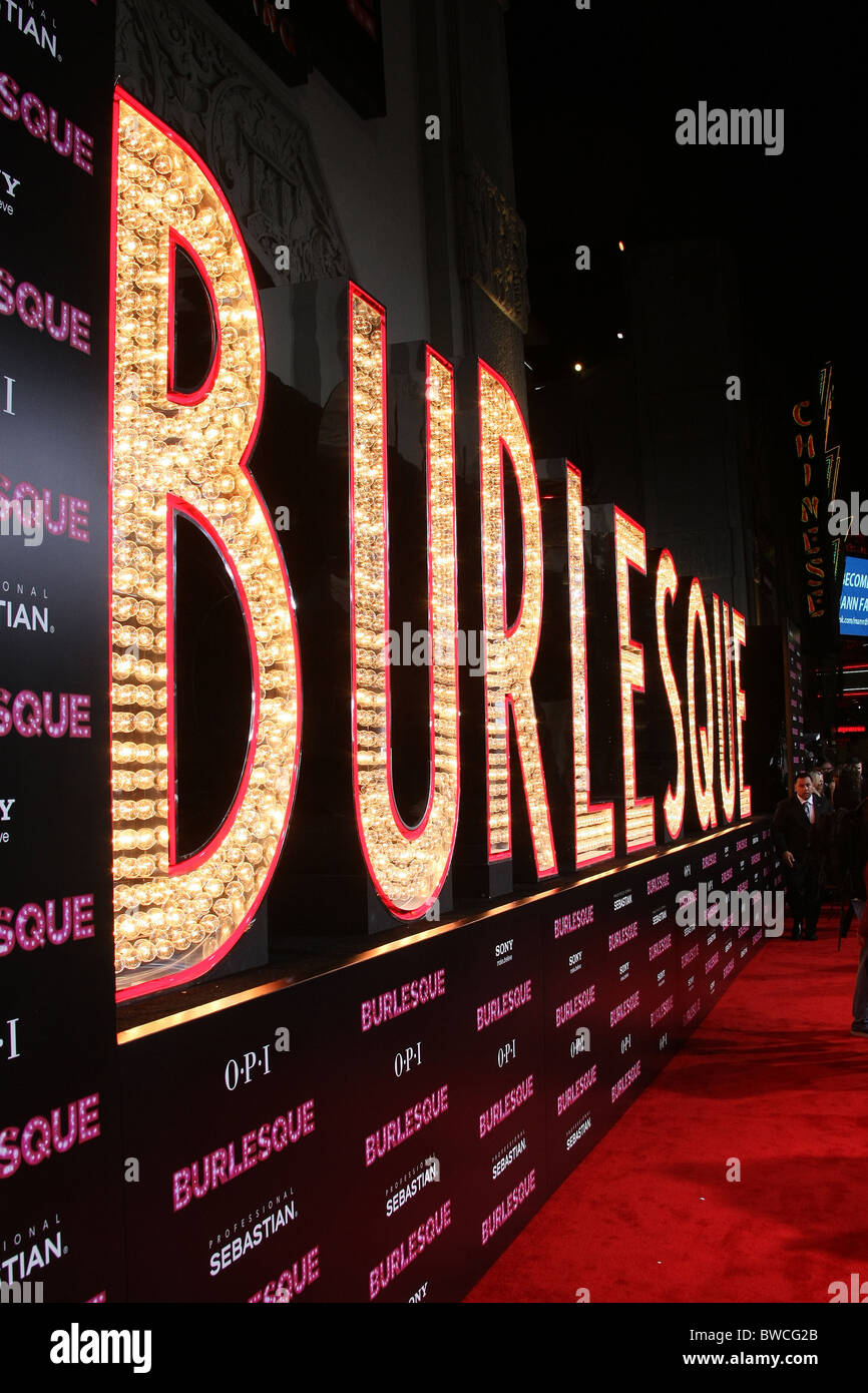 BURLESQUE SIGNAGE BURLESQUE LOS ANGELES PREMIERE HOLLYWOOD LOS ANGELES ...