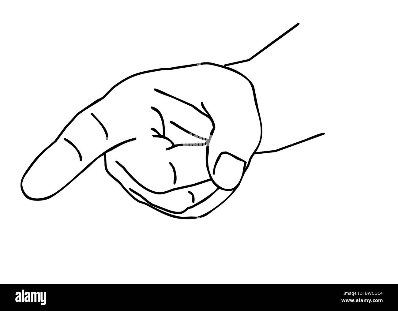 outline of the hand on white background Stock Photo - Alamy