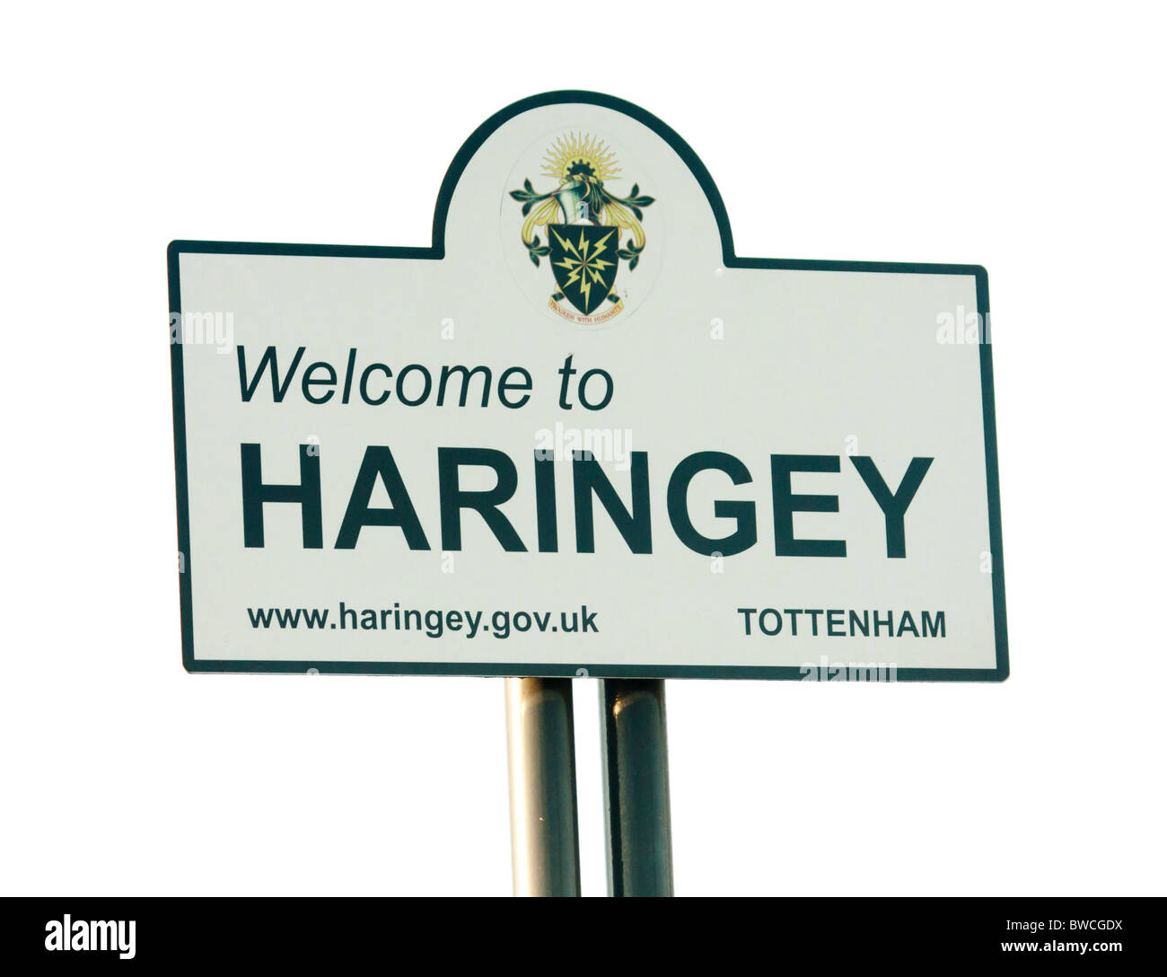 Welcome to Haringey sign East London UK Stock Photo - Alamy