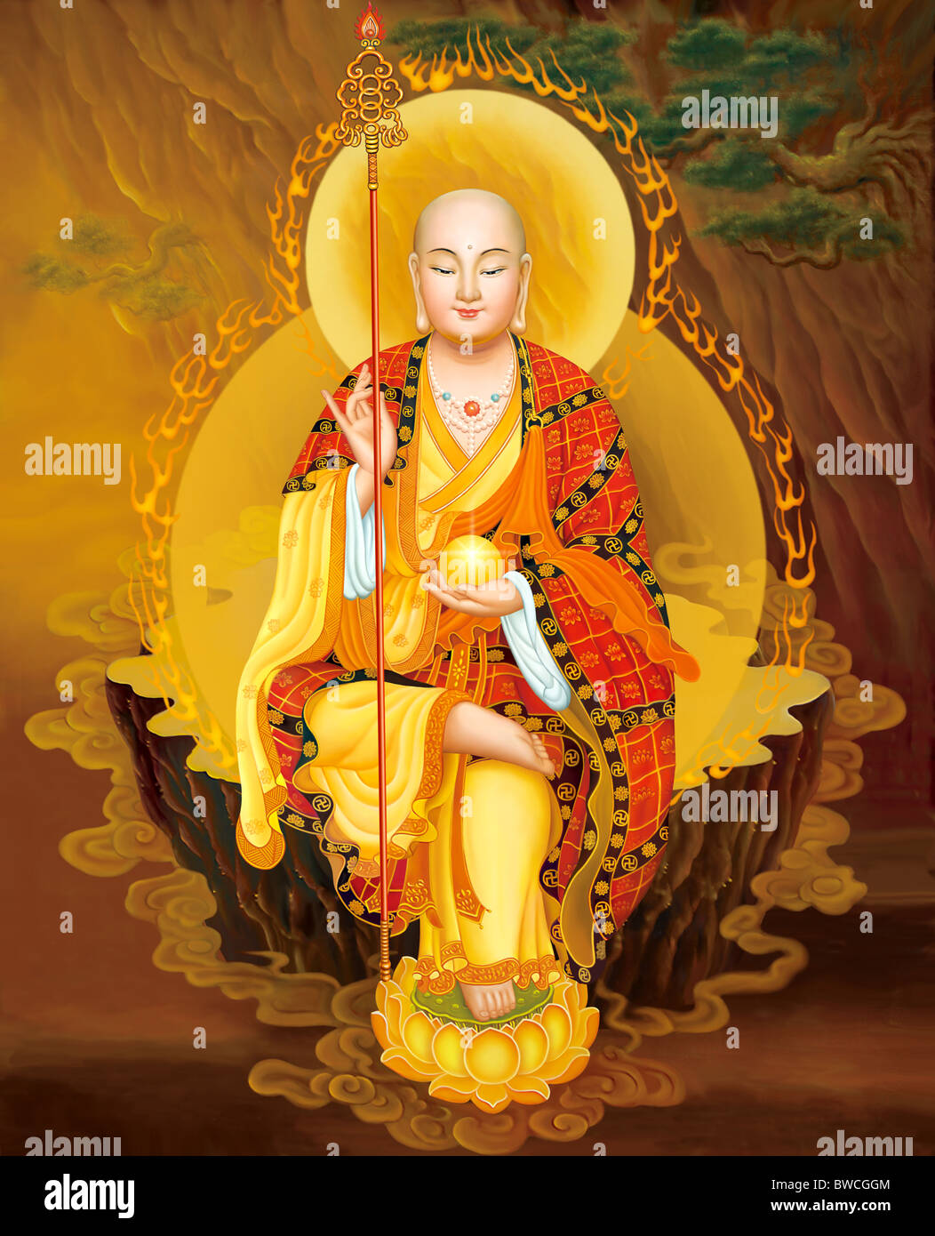The monk, Buddha, the caves, practices, DeCangWang Stock Photo - Alamy