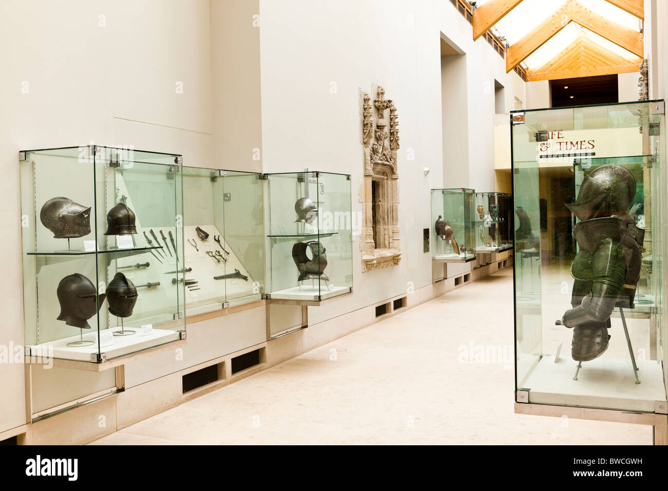 A display of armour in the Burrell Collection, Glasgow, Scotland UK ...