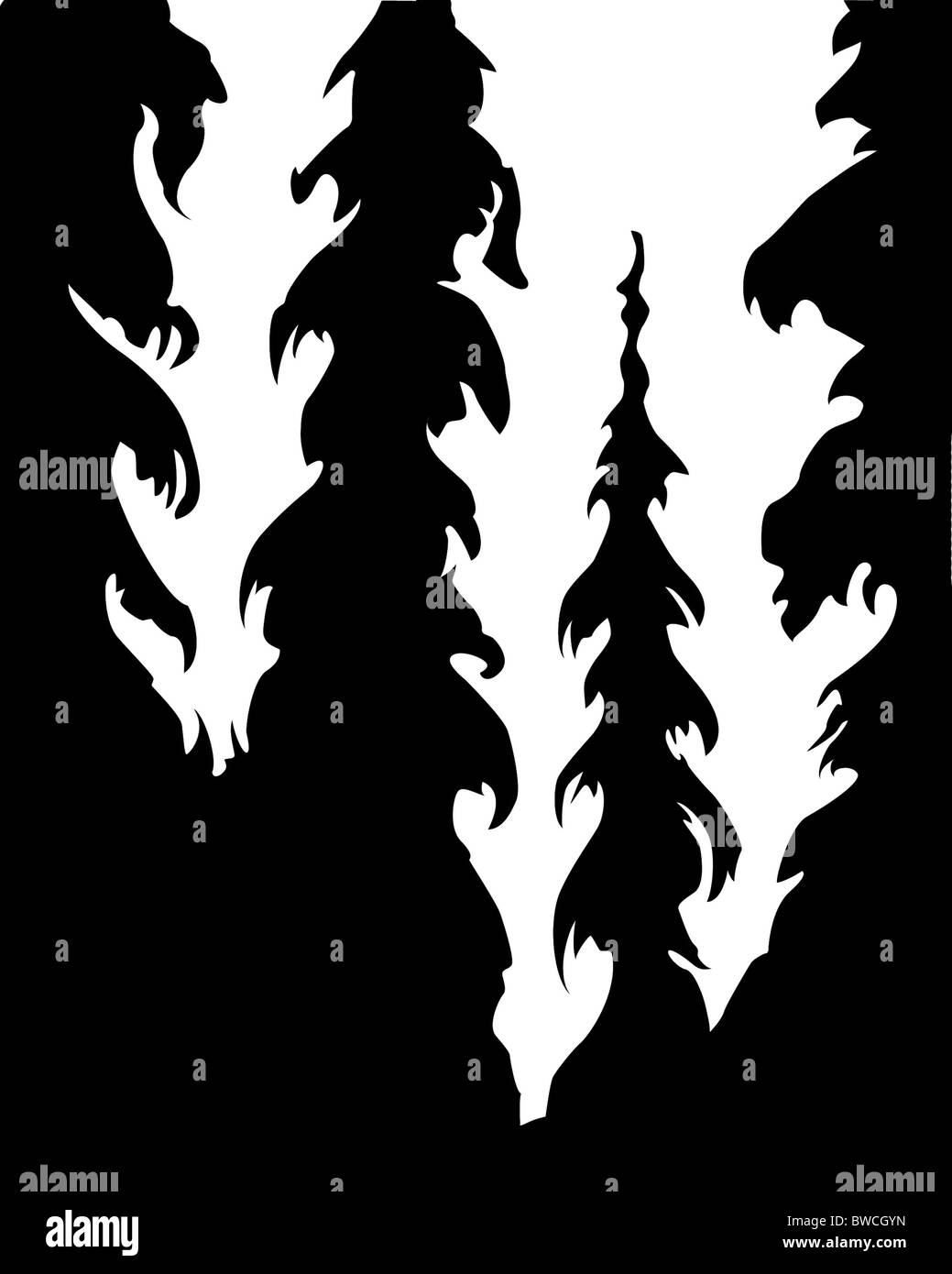 vector silhouette wood on white background Stock Photo - Alamy