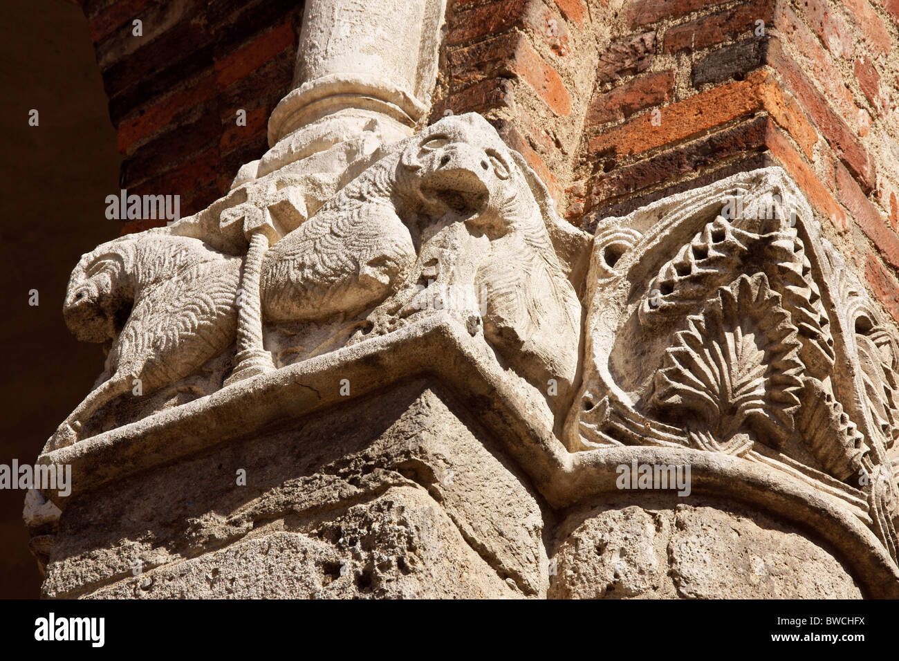 Detail of the external arcade of the Church of Saint Ambrose (Sant ...