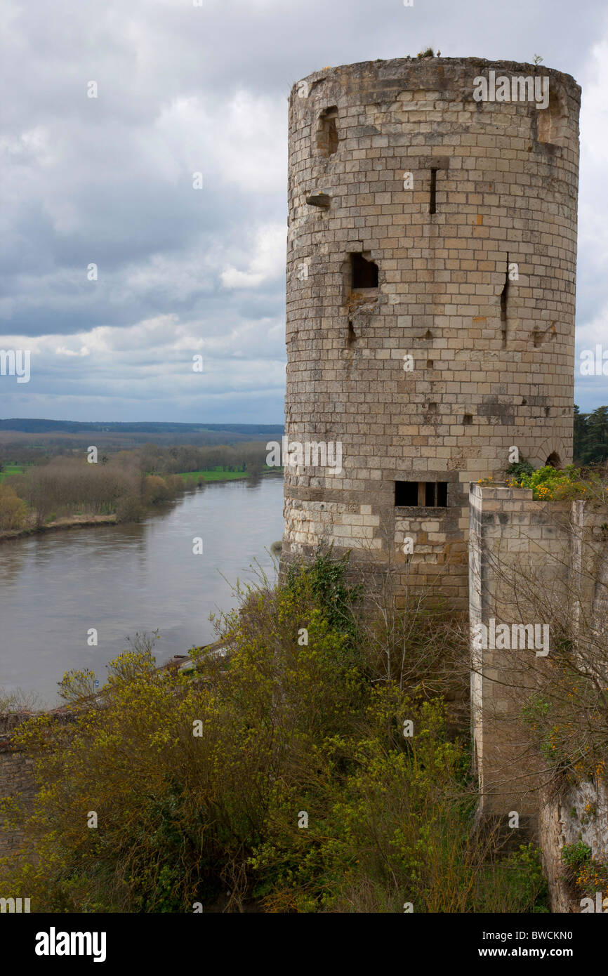 Chinon Castle tower Stock Photo - Alamy