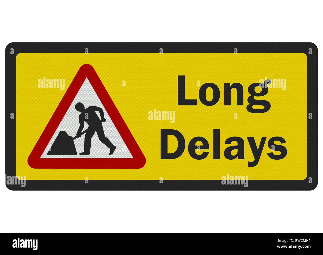 Photo realistic metallic reflective 'long delays' road sign, isolated ...