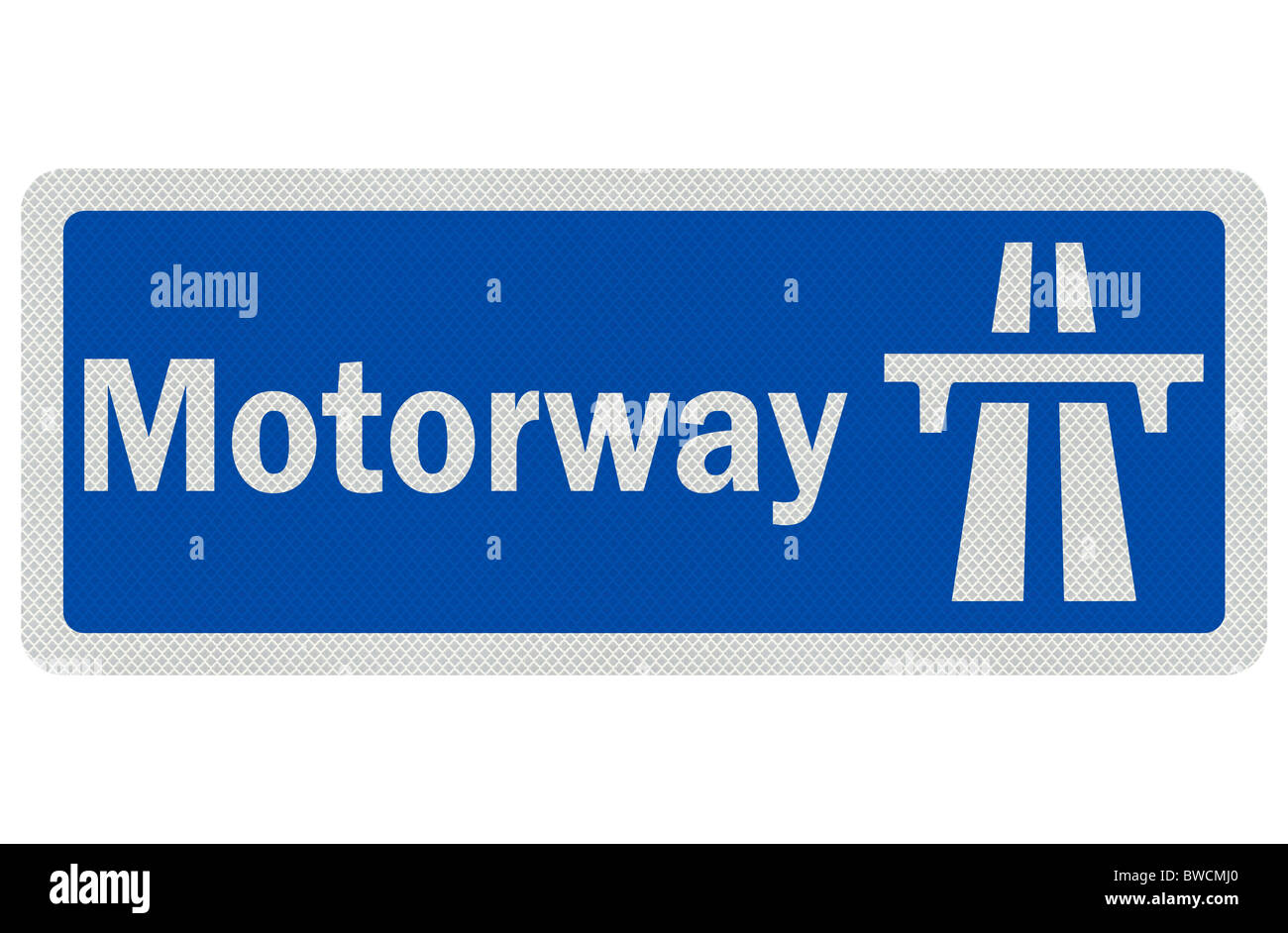 Photo realistic metallic, reflective ' Motorway' sign, isolated on pure ...
