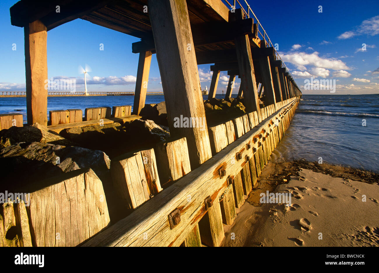 Blyth Pier in the sunshine, Blyth, Northumberland Stock Photo - Alamy