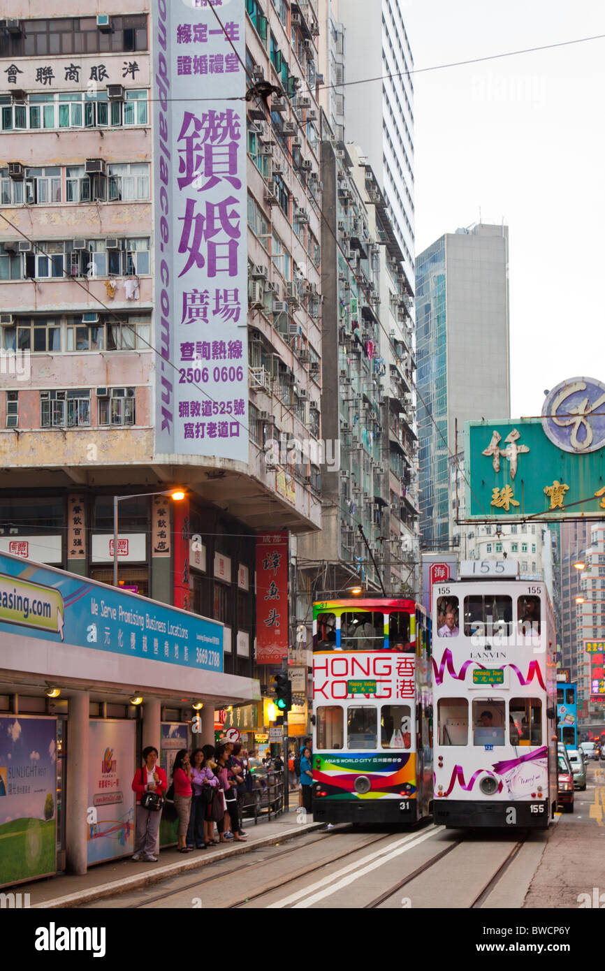 Looking at Hong Kong's tram transport system, double decker tram in The ...