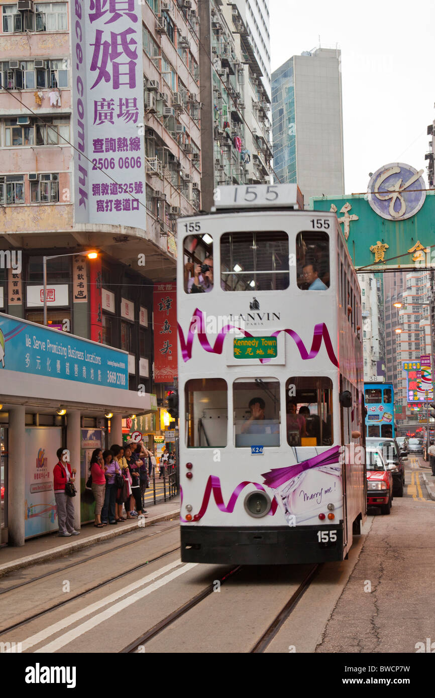 Looking at Hong Kong's tram transport system, double decker tram in The ...