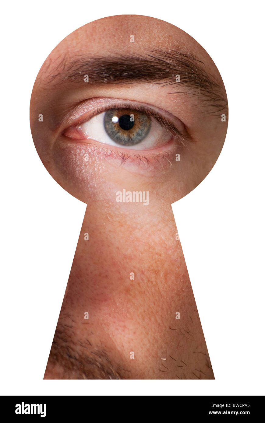 Eye looking through a keyhole Cut Out Stock Images & Pictures - Alamy