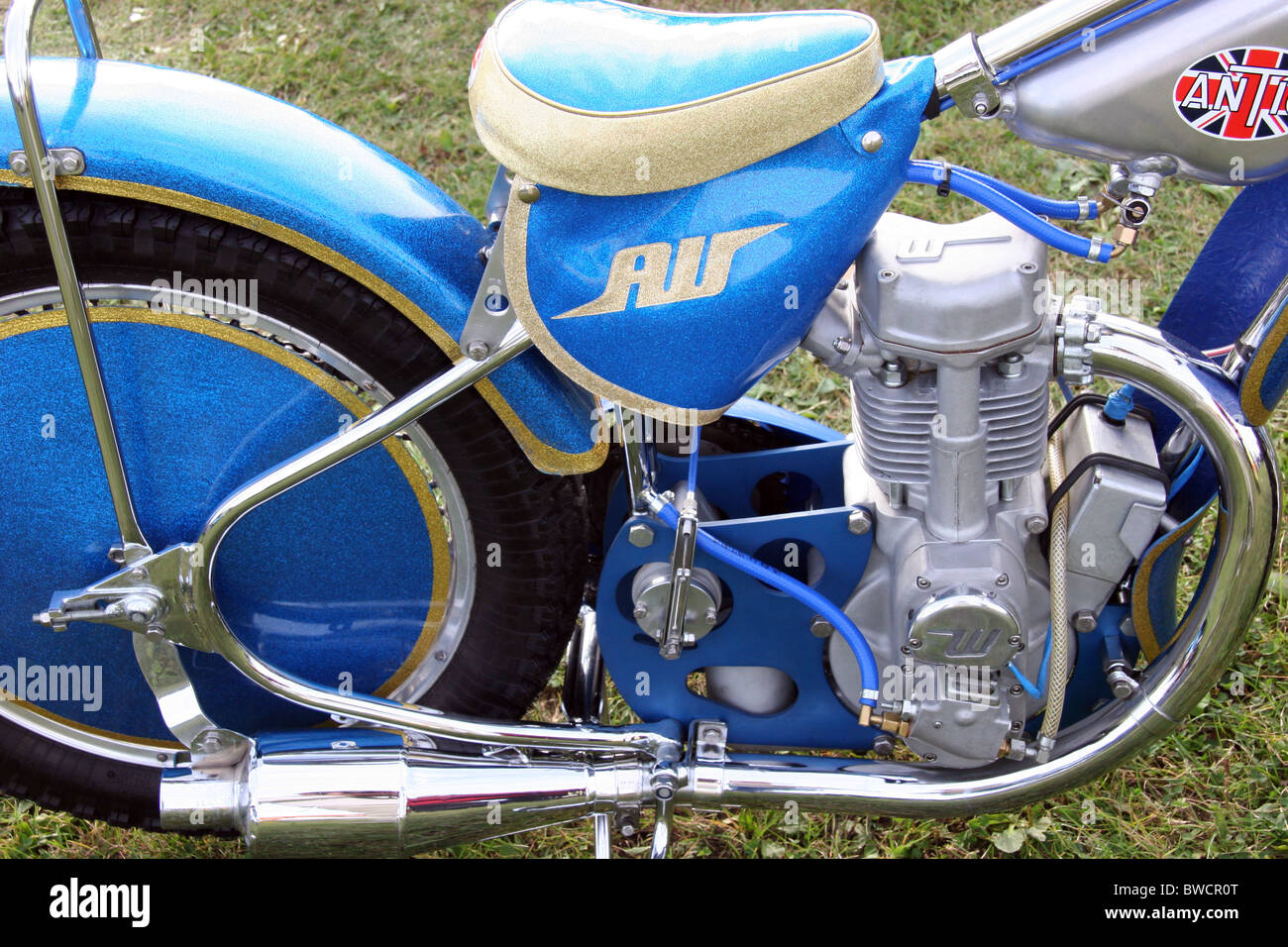 motor bike with blue glitter paintwork Stock Photo - Alamy