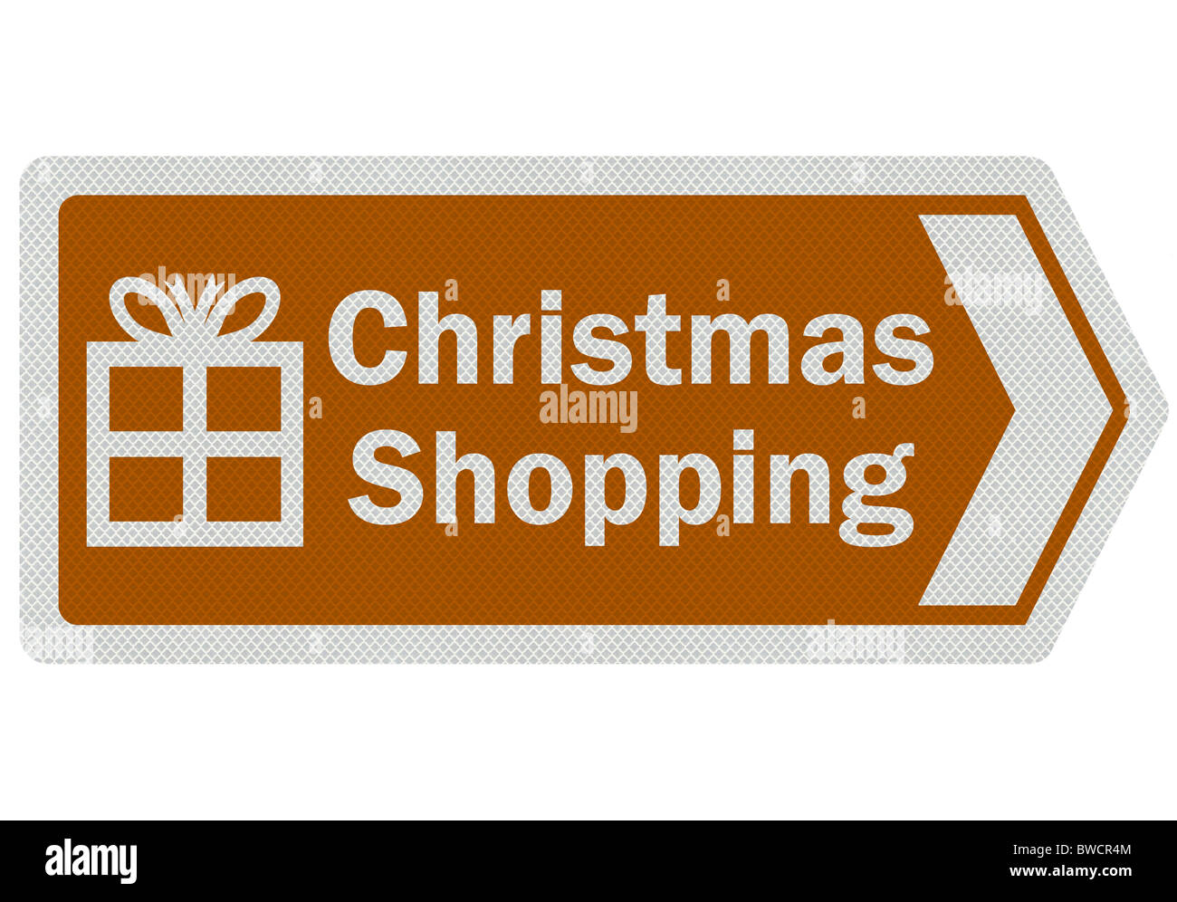 Photo realistic metallic, reflective 'Christmas shopping' sign ...