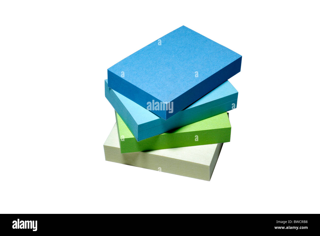 Stacked note paper blocks isolated on white background. Clipping path ...