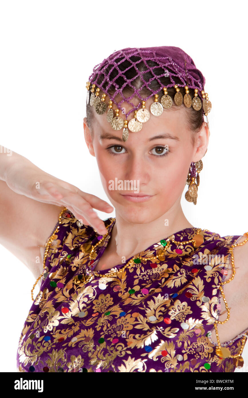 Studio shot of beautiful young girl in Turkish dancing costume Stock ...