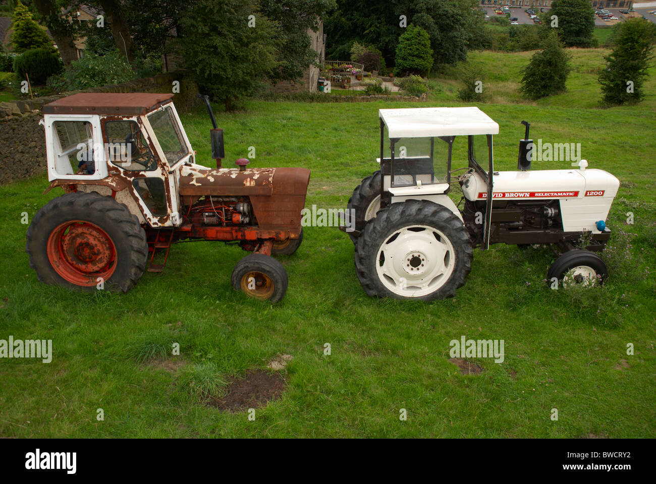David Brown tractors in a farmers field Stock Photo - Alamy