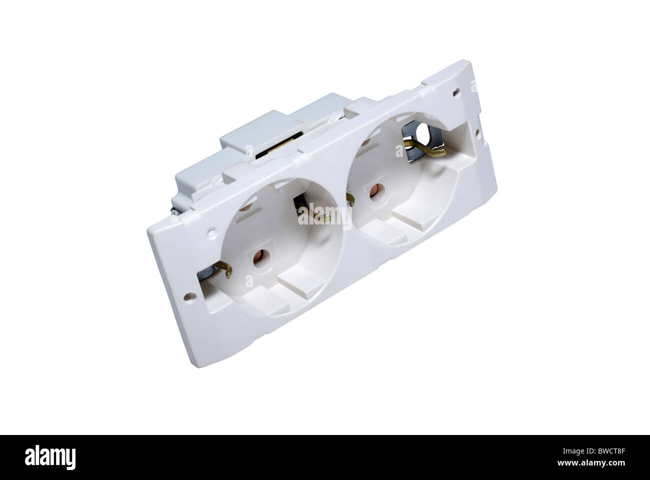 Receptacle with double grounded connectors isolated on white background ...