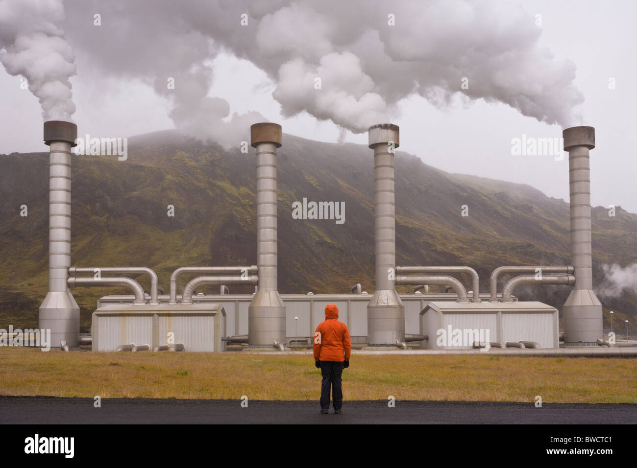 Nesjavellir Geothermal Power Station, South Iceland. It produces ...