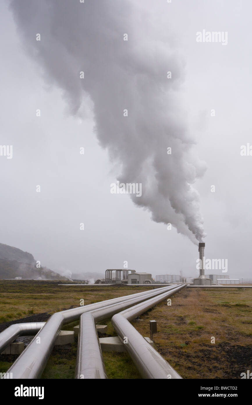 Nesjavellir Geothermal Power Station, South Iceland. It produces ...