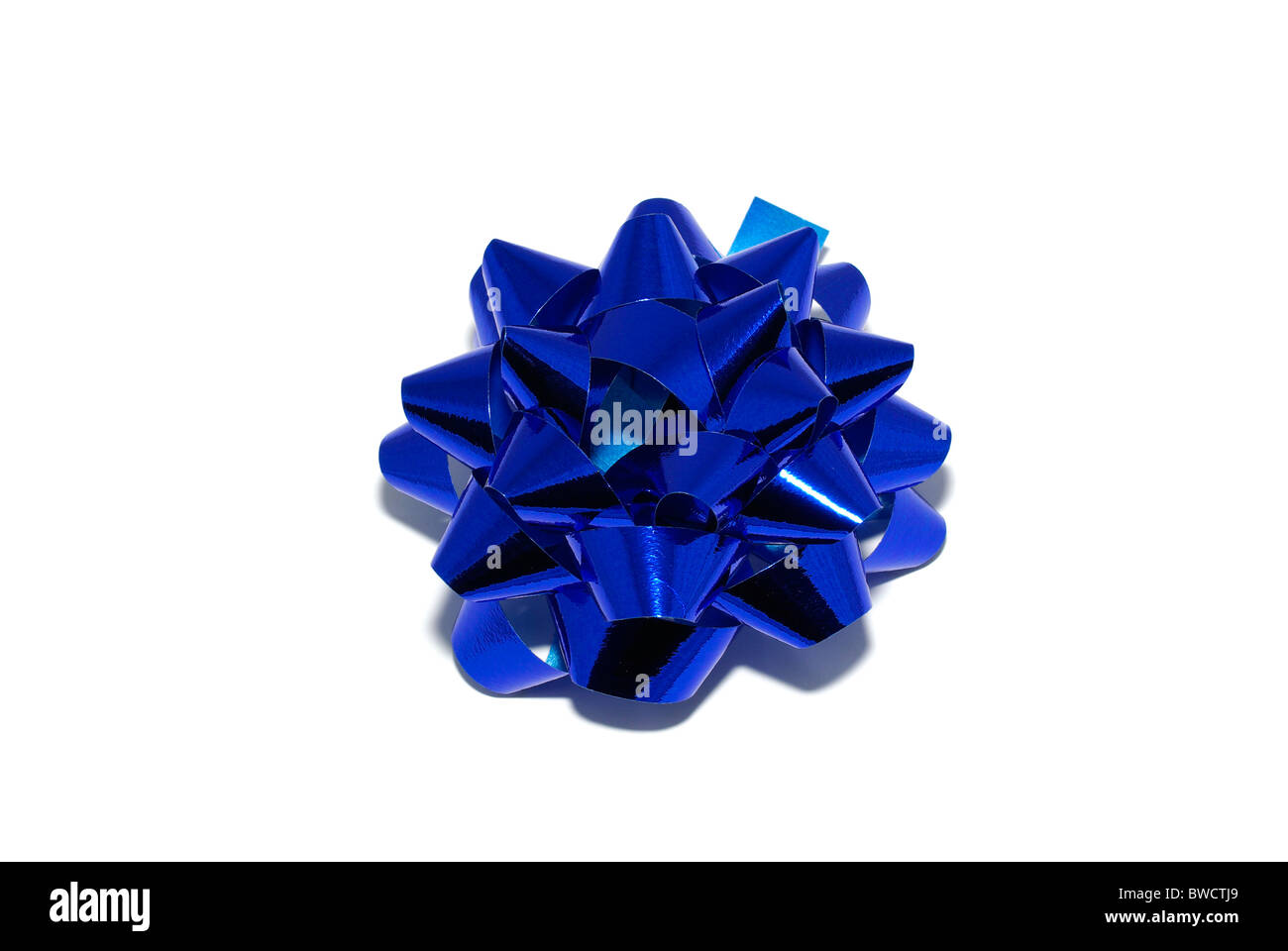 Blue shiny bow isolated on white background Stock Photo - Alamy