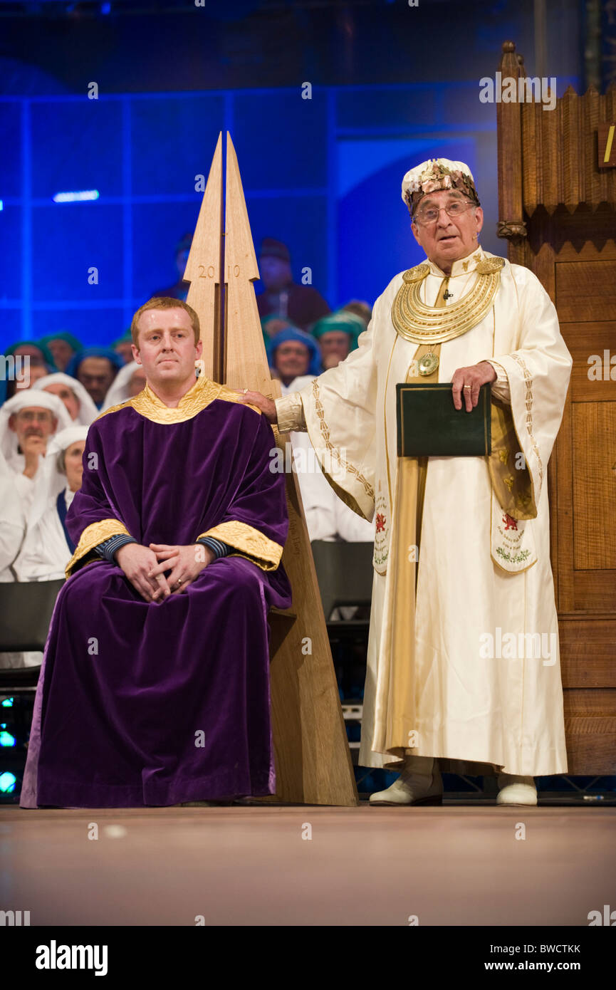 Chaired Bard on stage during a ceremony at the National Eisteddfod of ...