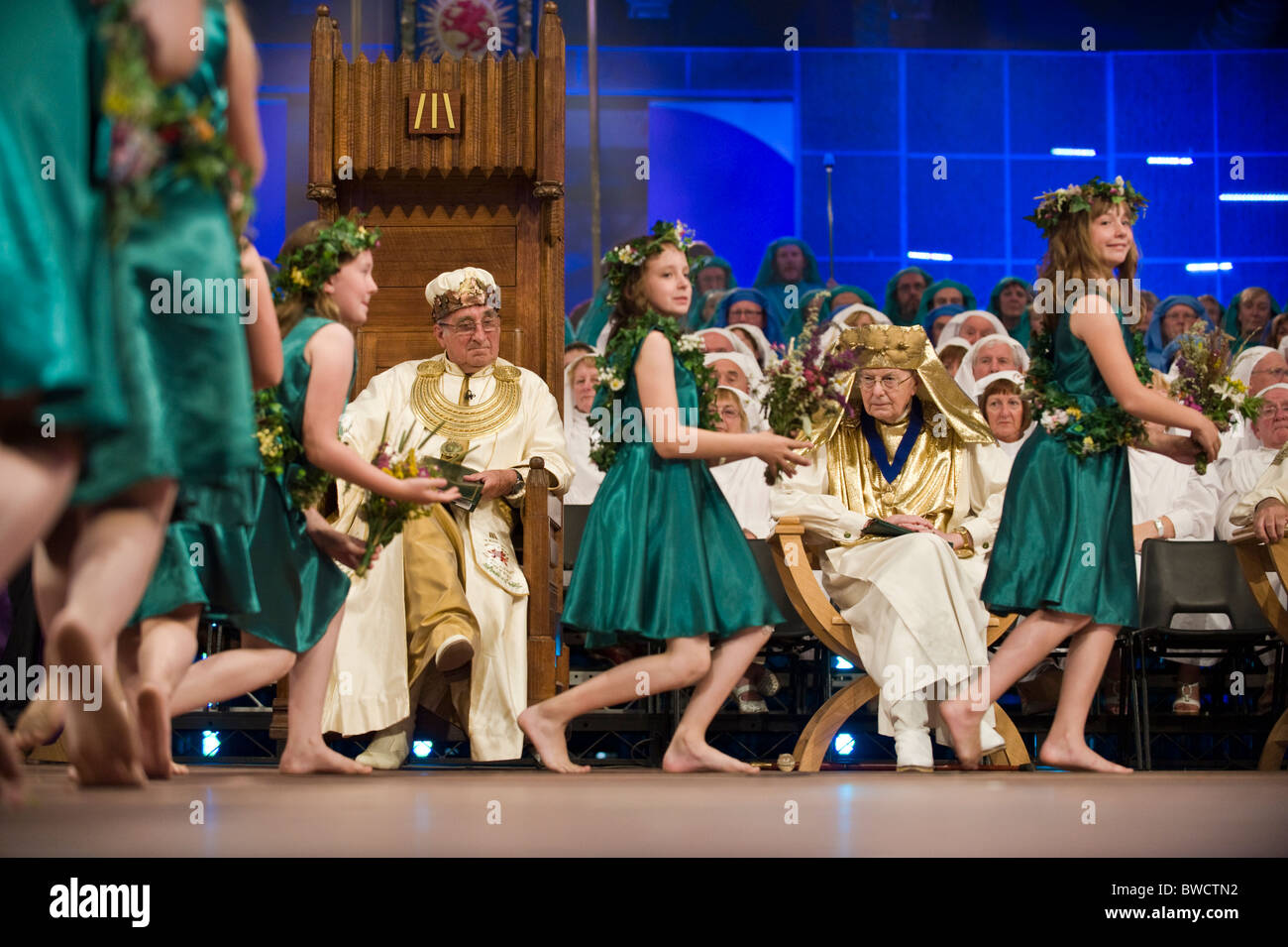 Flower girls dancing on stage during a ceremony at the National ...