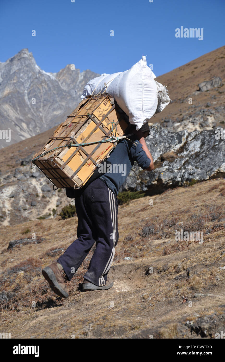 Sherpa Porter in the high Himalayas Stock Photo - Alamy