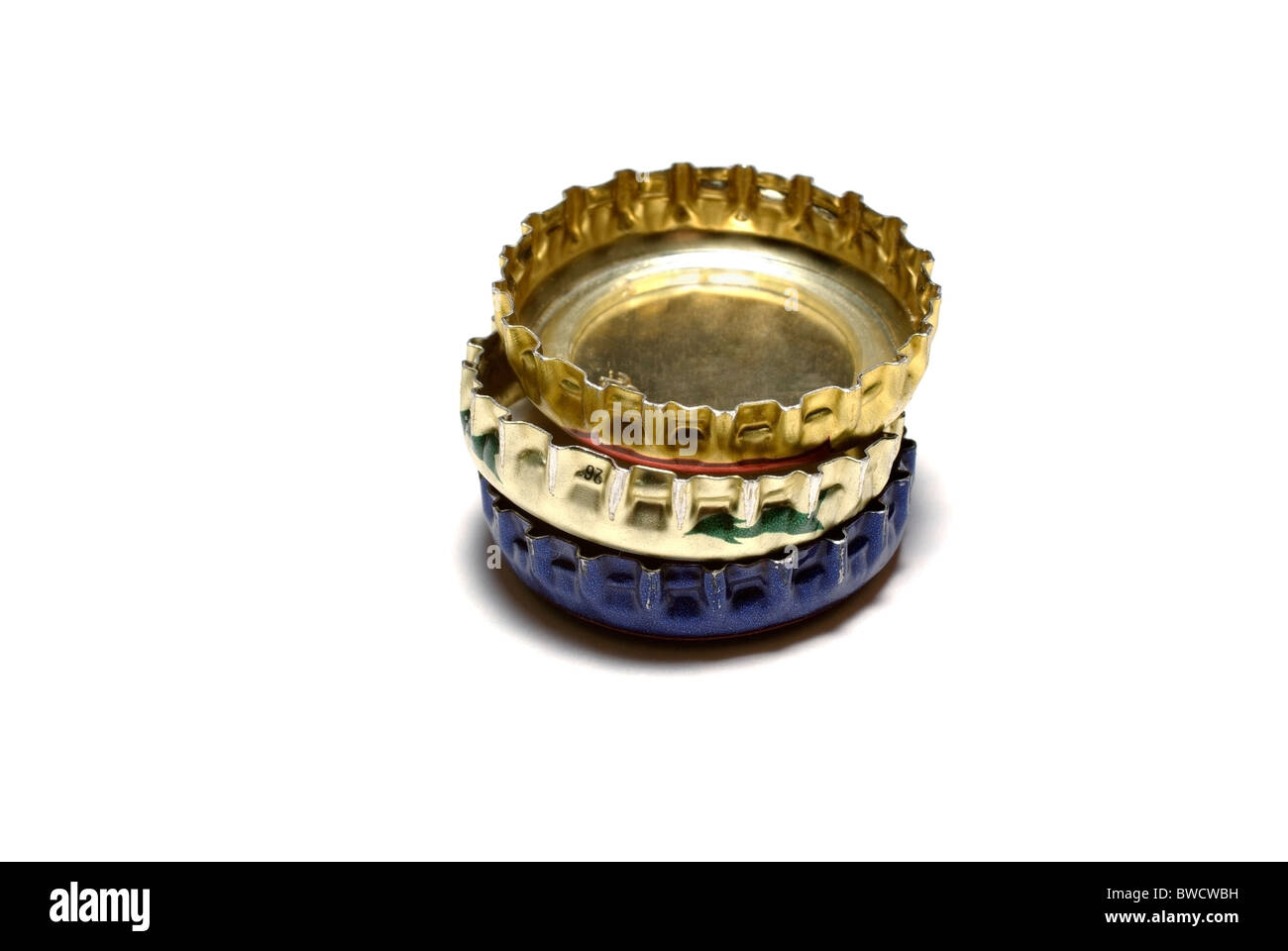 Three bottlecaps isolated on white background with shadow Stock Photo ...