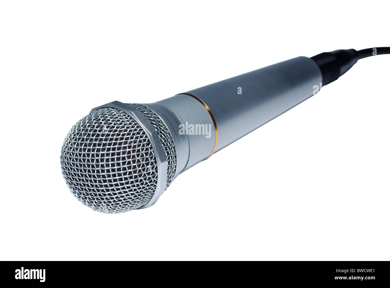 Silver audio microphone close up isolated on white background Stock ...