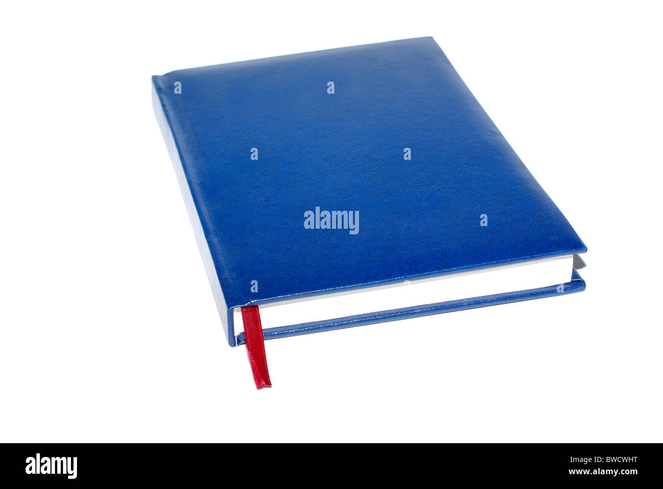 Single blue book with empty space on cover isolated on white background ...