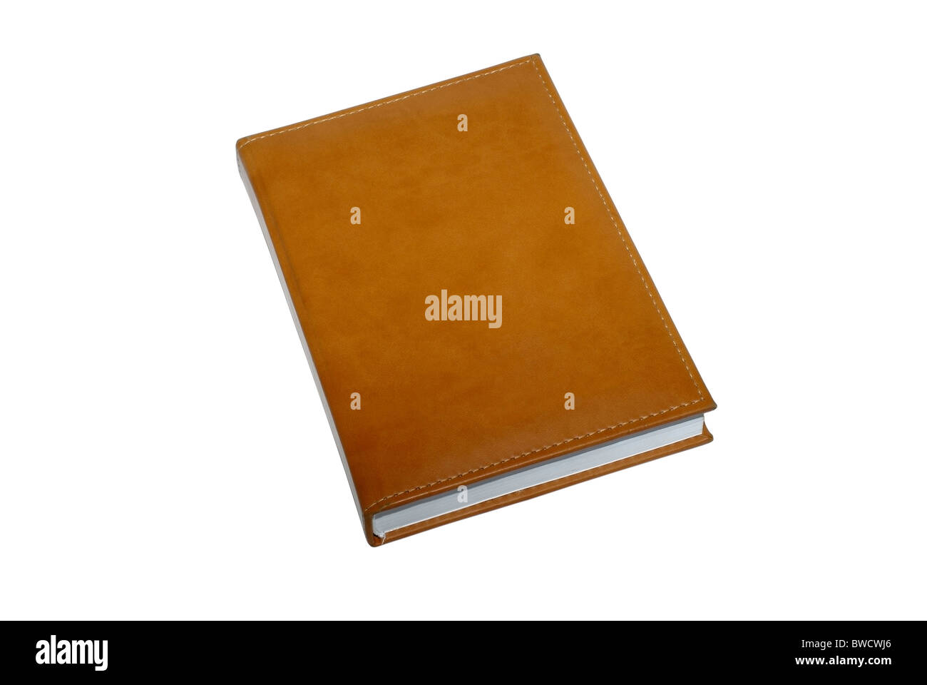 Brown leather book isolated on white background Stock Photo - Alamy