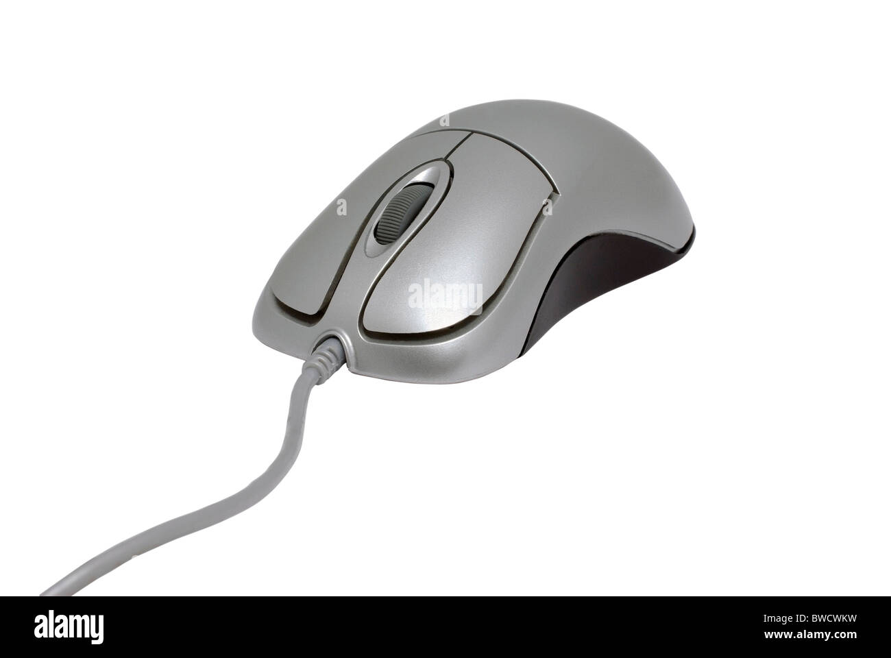 Silver PC mouse with cable isolated on white background Stock Photo - Alamy