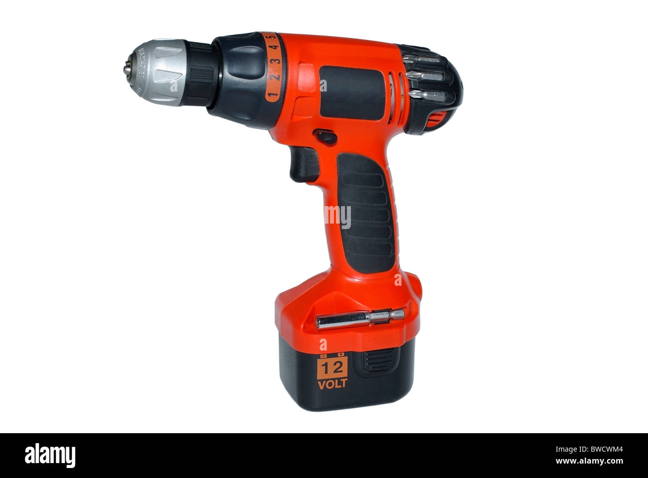 Modern red cordless drilling machine isolated on white background Stock ...