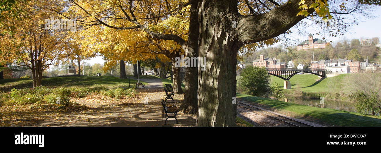 Walking through the park to take in the Fall colors in Galena Illinois ...
