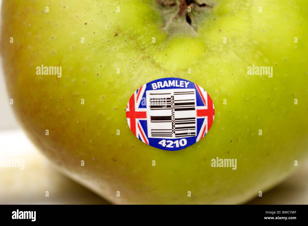 bramley cooking apple with a British Union Jack logo sign Stock Photo ...