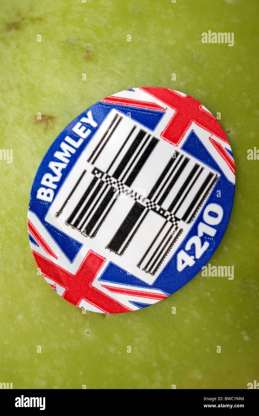 bramley cooking apple with a British Union Jack logo sign Stock Photo ...