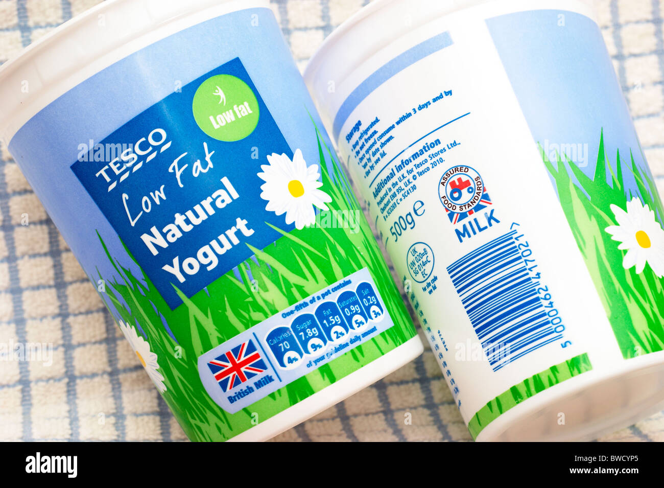 Tesco low fat natural yogurt with British logo & the little red tractor ...