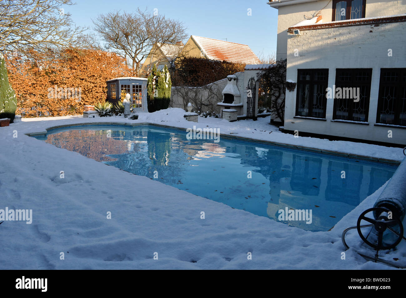 English swimming pool in winter Stock Photo - Alamy