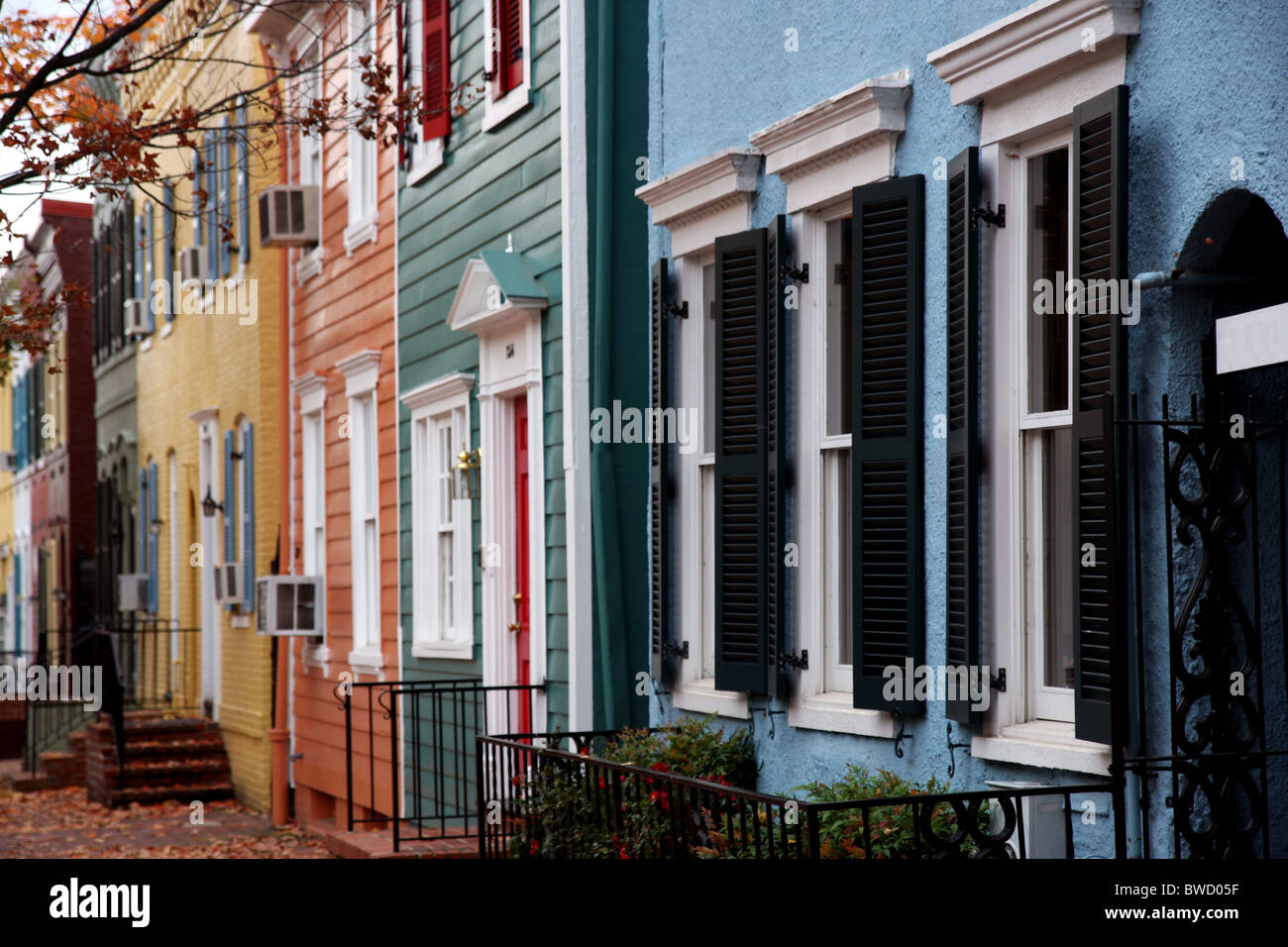 Street at fall time in Georgetown neighborhood Washington DC Stock ...
