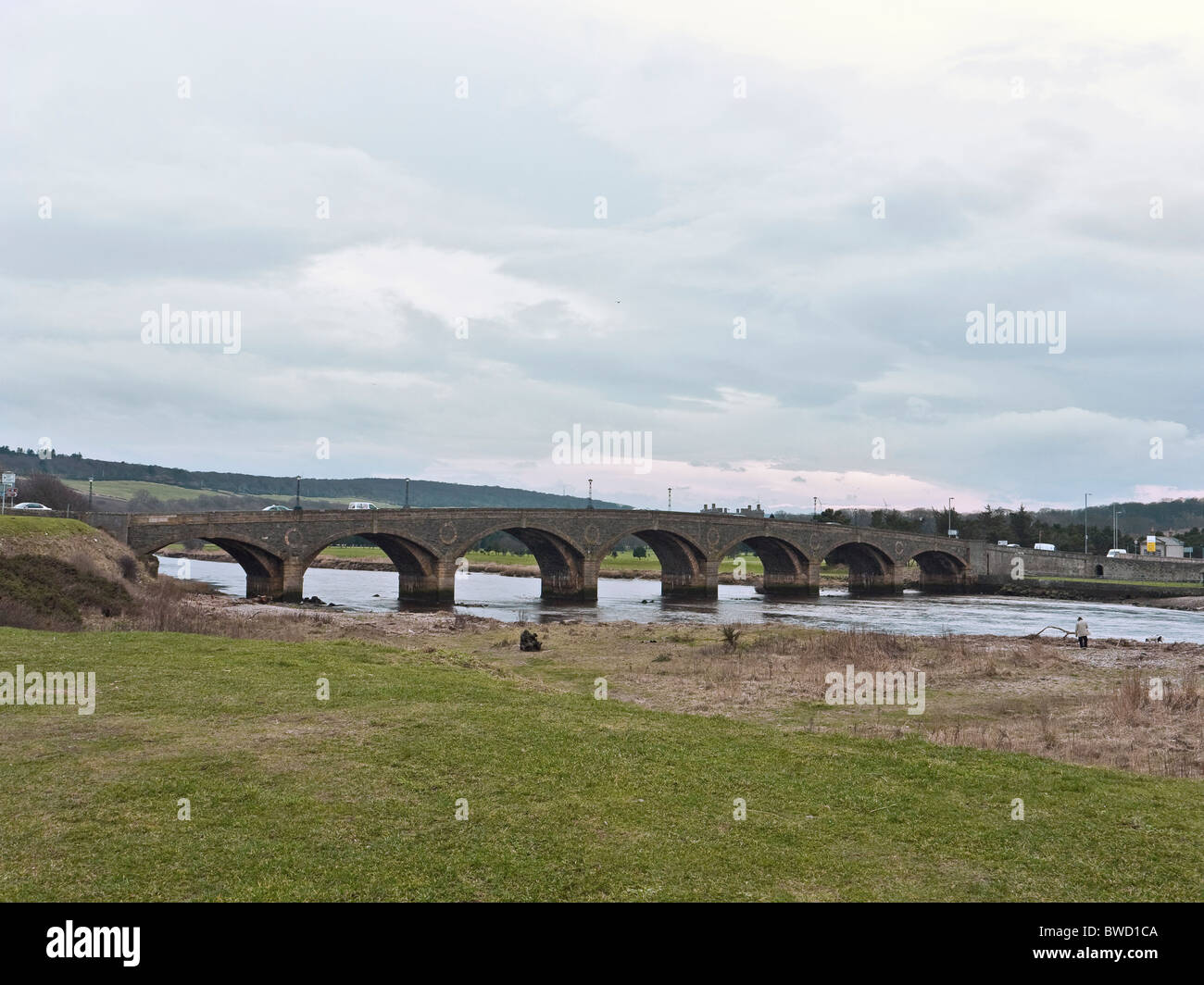 Seven arched road bridge over the river Deveron between Banff and ...