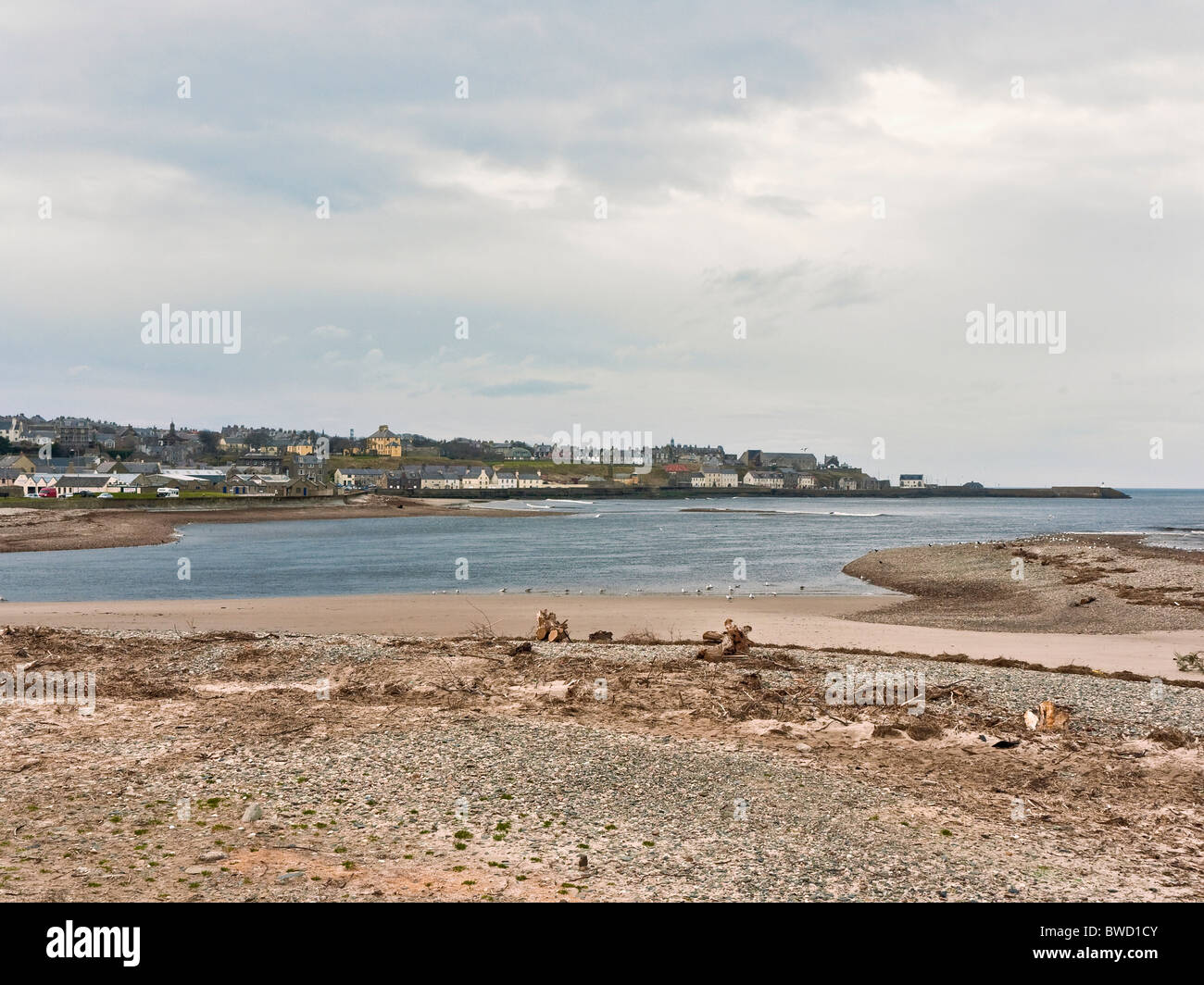Estuary of the river Deveron in winter with view of Banff , Macduff ...