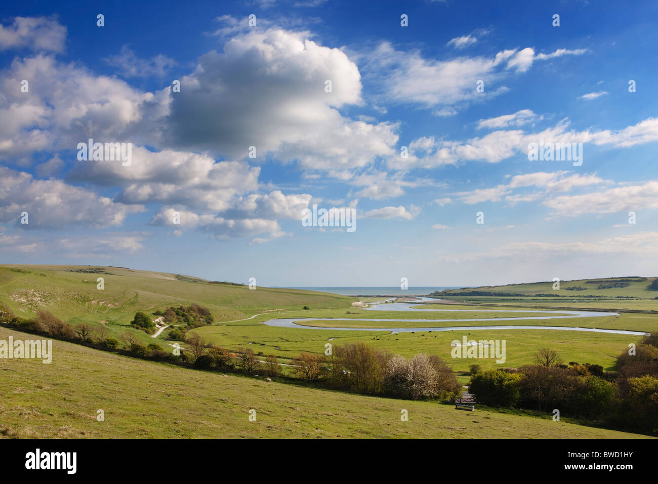 Meander of the River Cuckmere; East Sussex; England; Great Britain ...