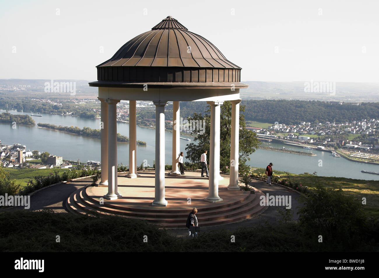 Niederwald temple, overlooking the Rhine Valley, Rudesheim, Germany ...