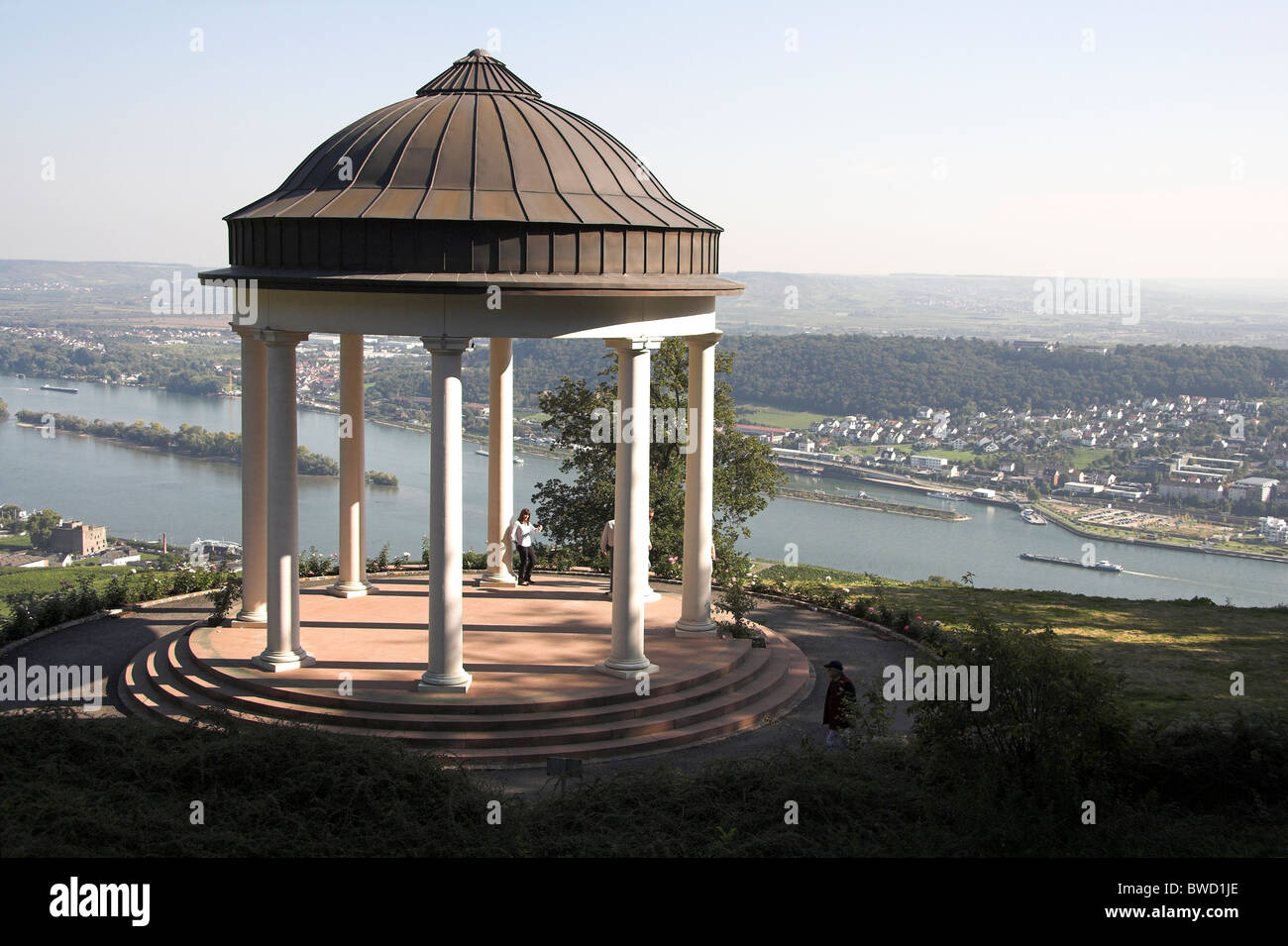 Niederwald temple, overlooking the Rhine Valley, Rudesheim, Germany ...