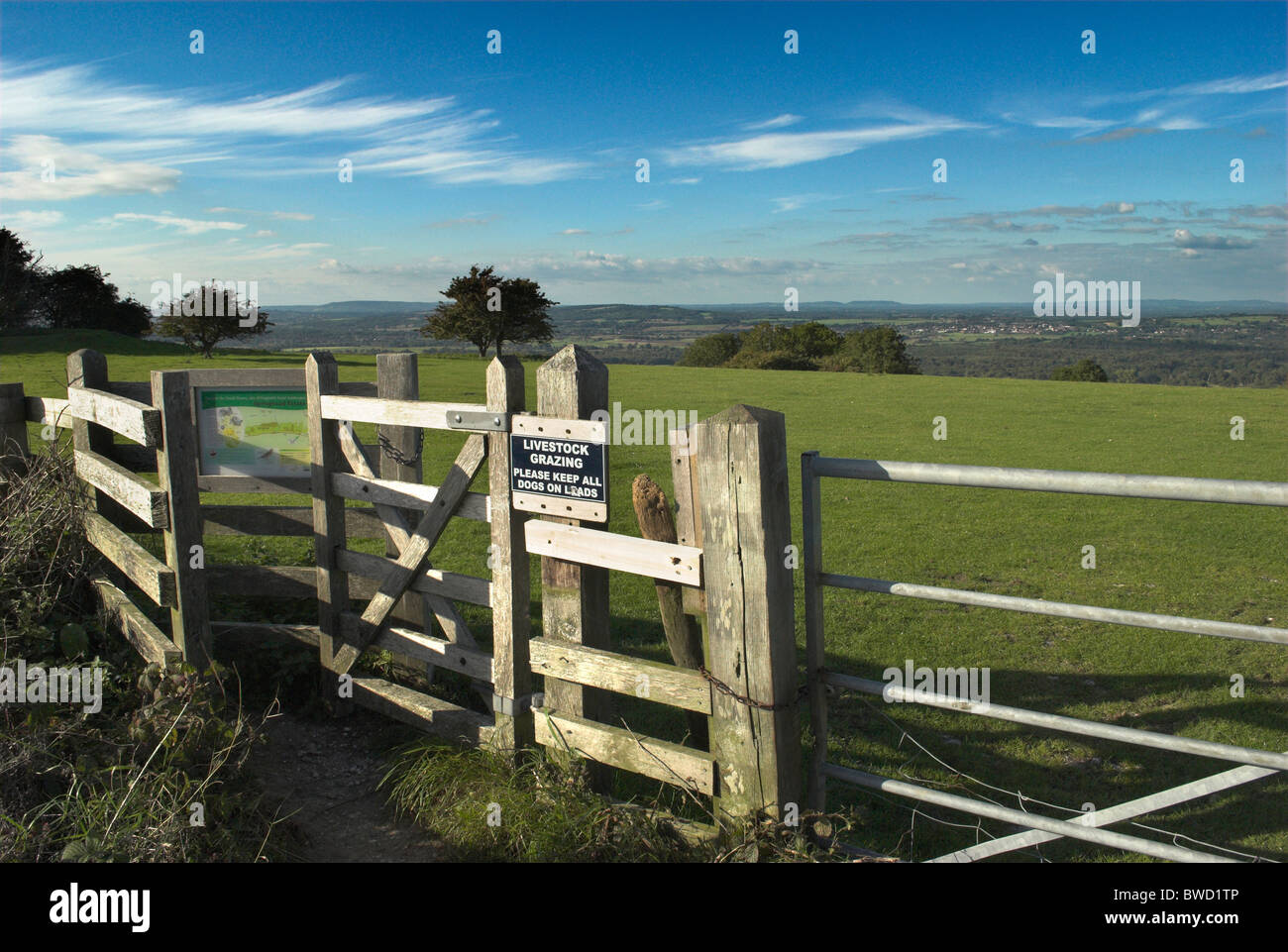 Footpath leading from the South Downs Way on Springhead Hill in the ...
