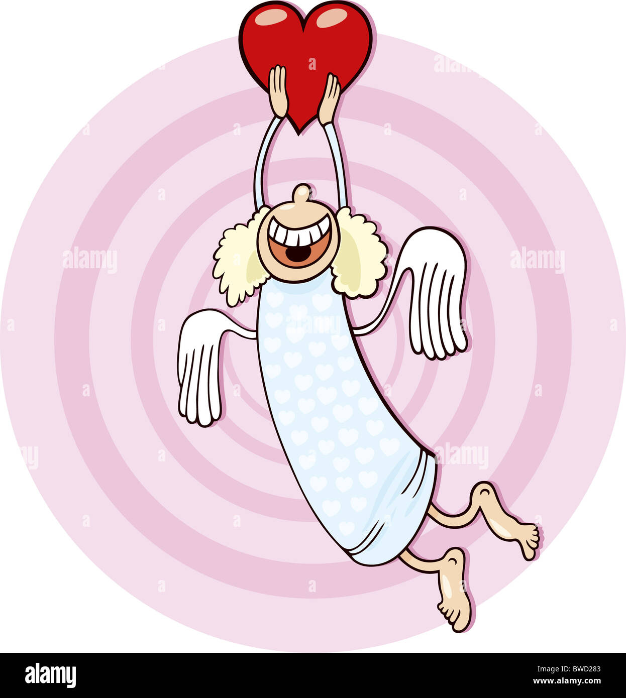 Illustration of funny angel with heart Stock Photo - Alamy