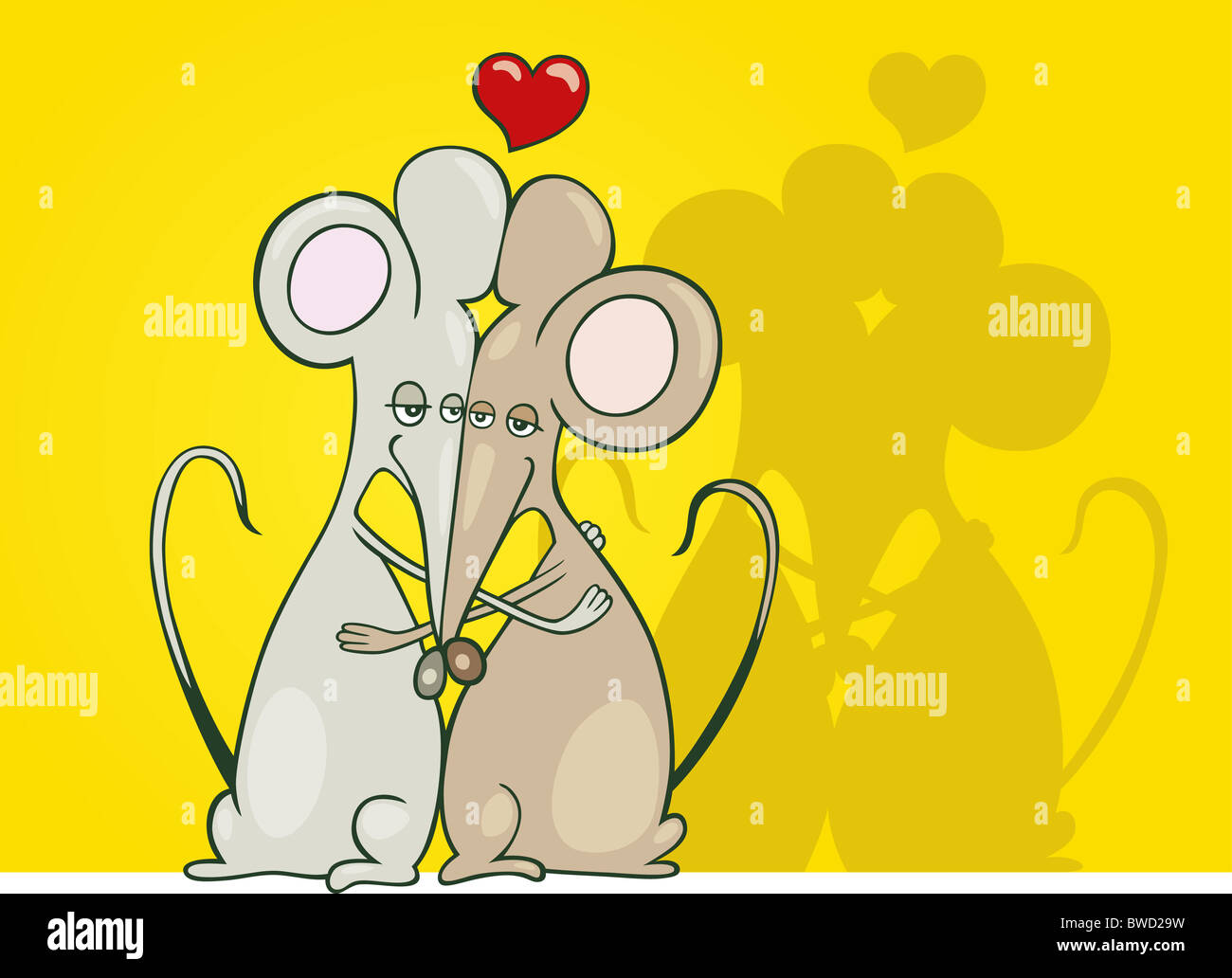 Illustration of two mice in love giving a hug Stock Photo - Alamy