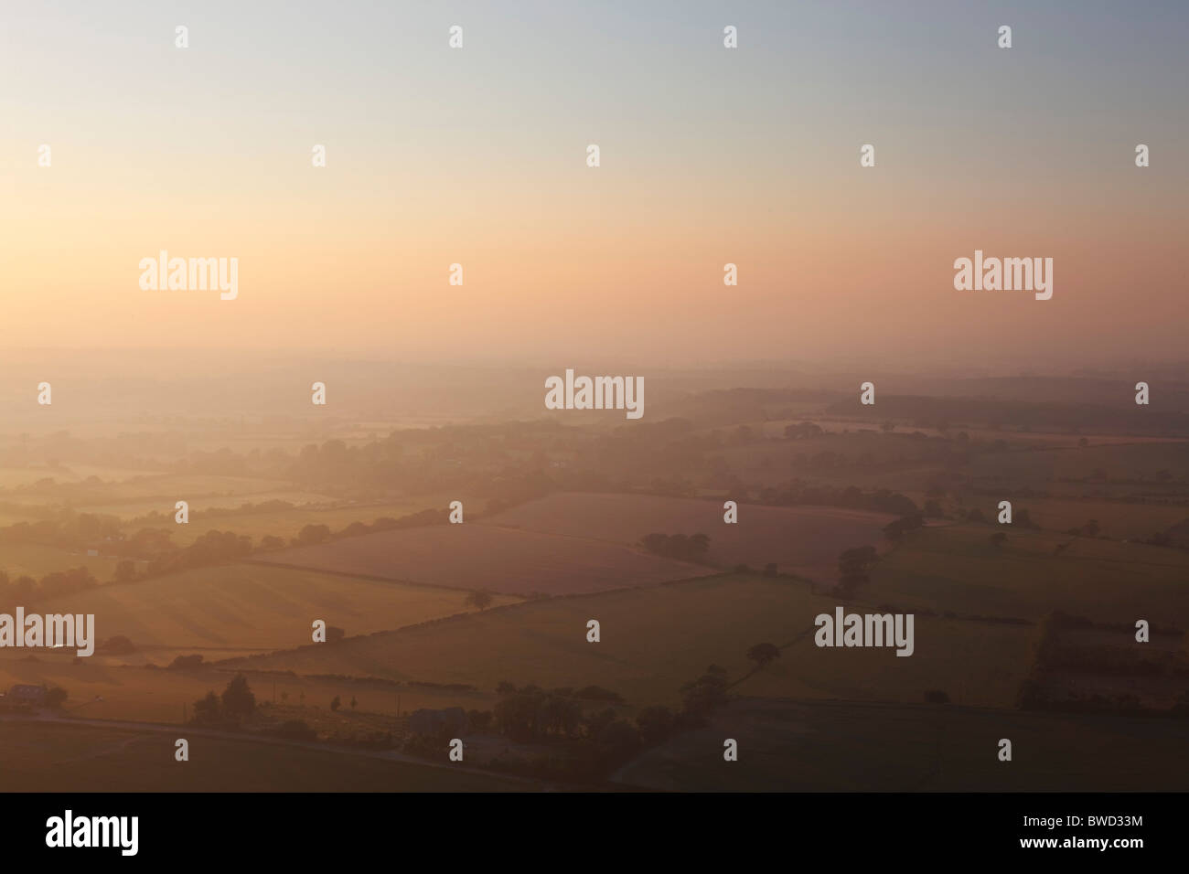 Sunset over Sussex from South Downs; England, Great Britain Stock Photo ...